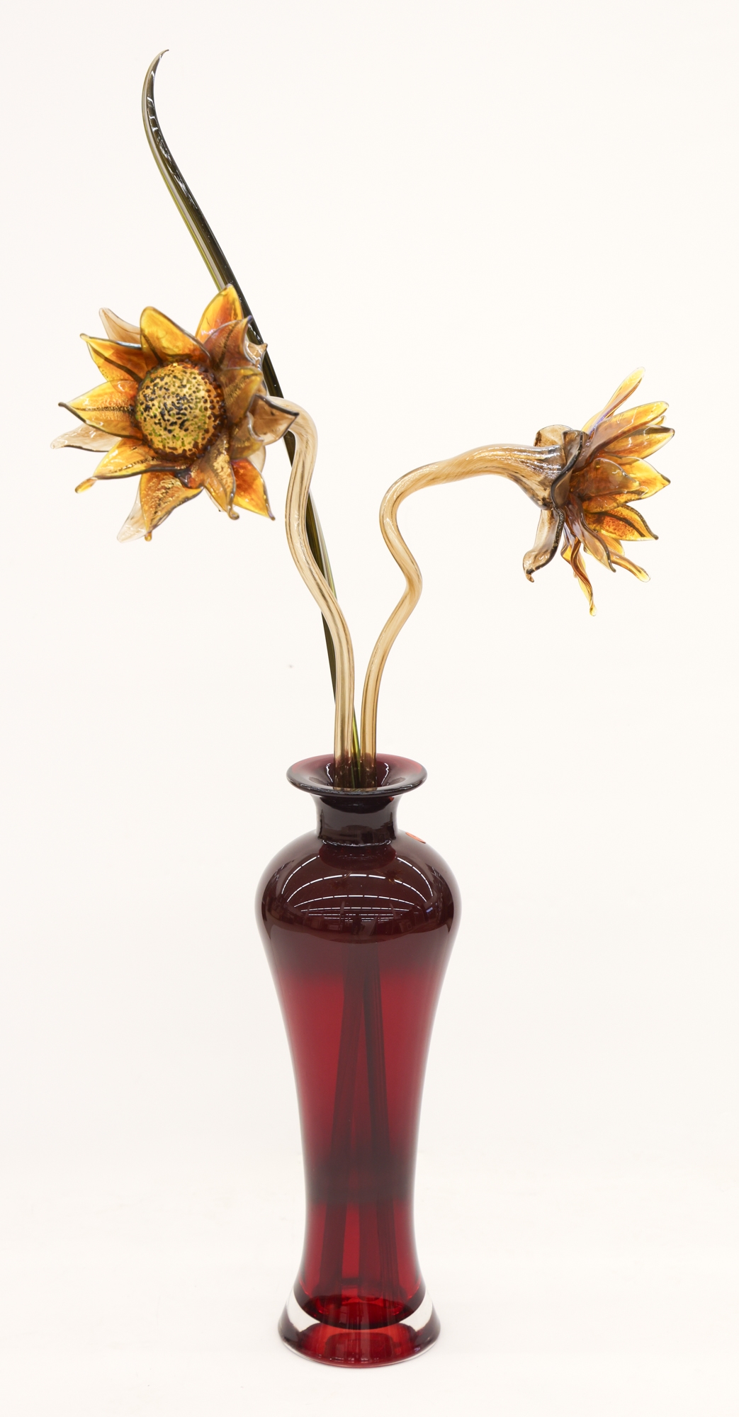 Debora Moore | Debora Moore ''Sunflowers'' (Ruby Vessel) Glass | MutualArt