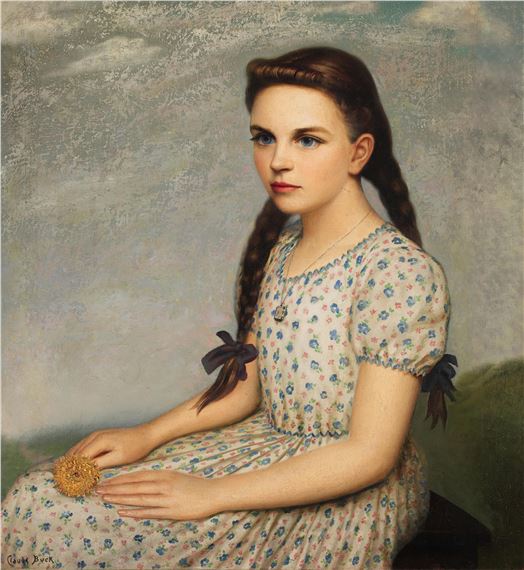 Claude Buck | Portrait of the Artist's Daughter holding a Marigold 27 x ...