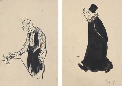 William Lunden | To humoristiske tegninger | MutualArt