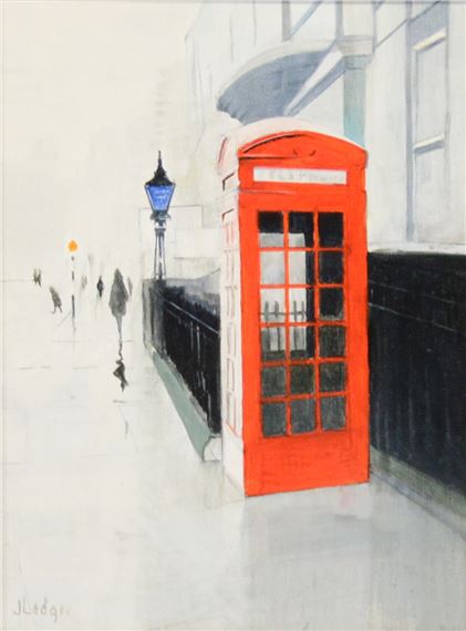 Janet Ledger | Dilapidated phone box (1990) | MutualArt
