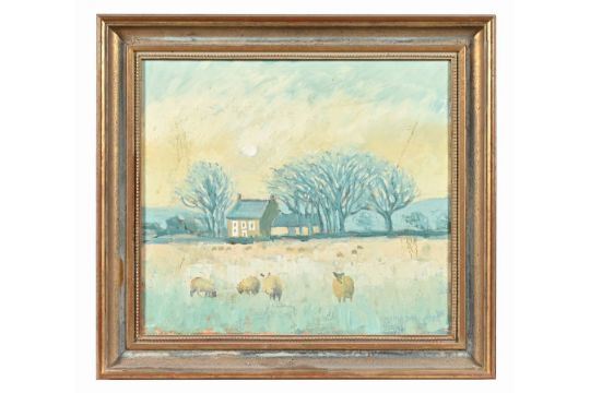 June Bennett | COTTAGE AND SHEEP SCENE (88) | MutualArt