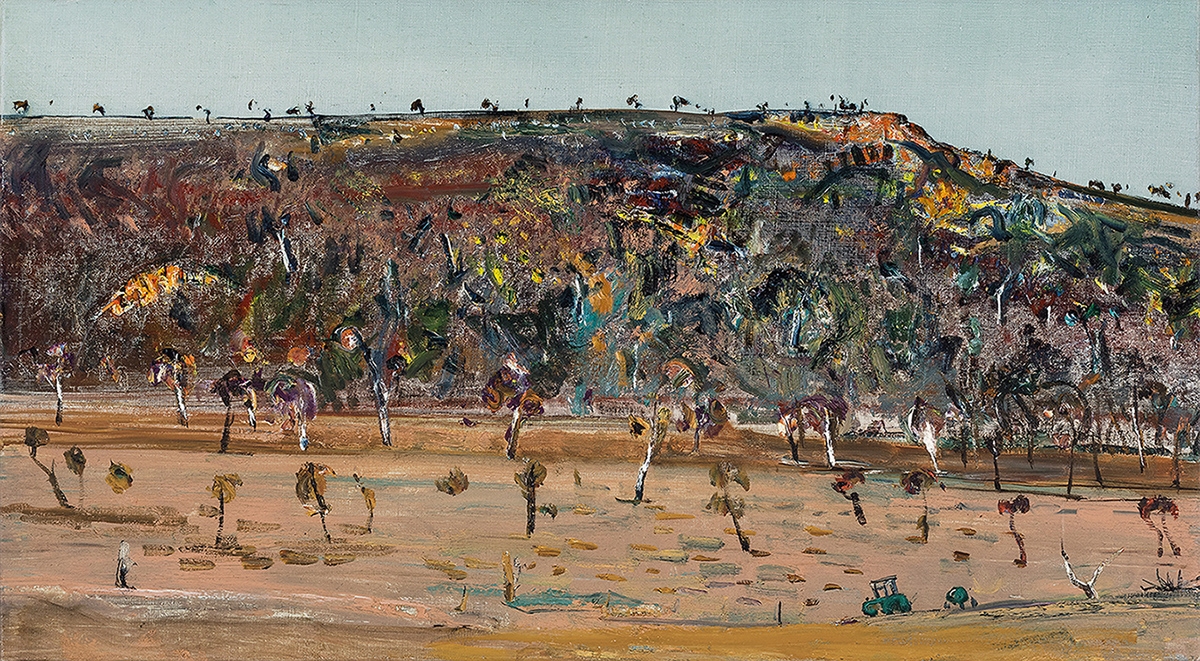 Fred Williams | Hillside Landscape with Green Tractor (1978) | MutualArt