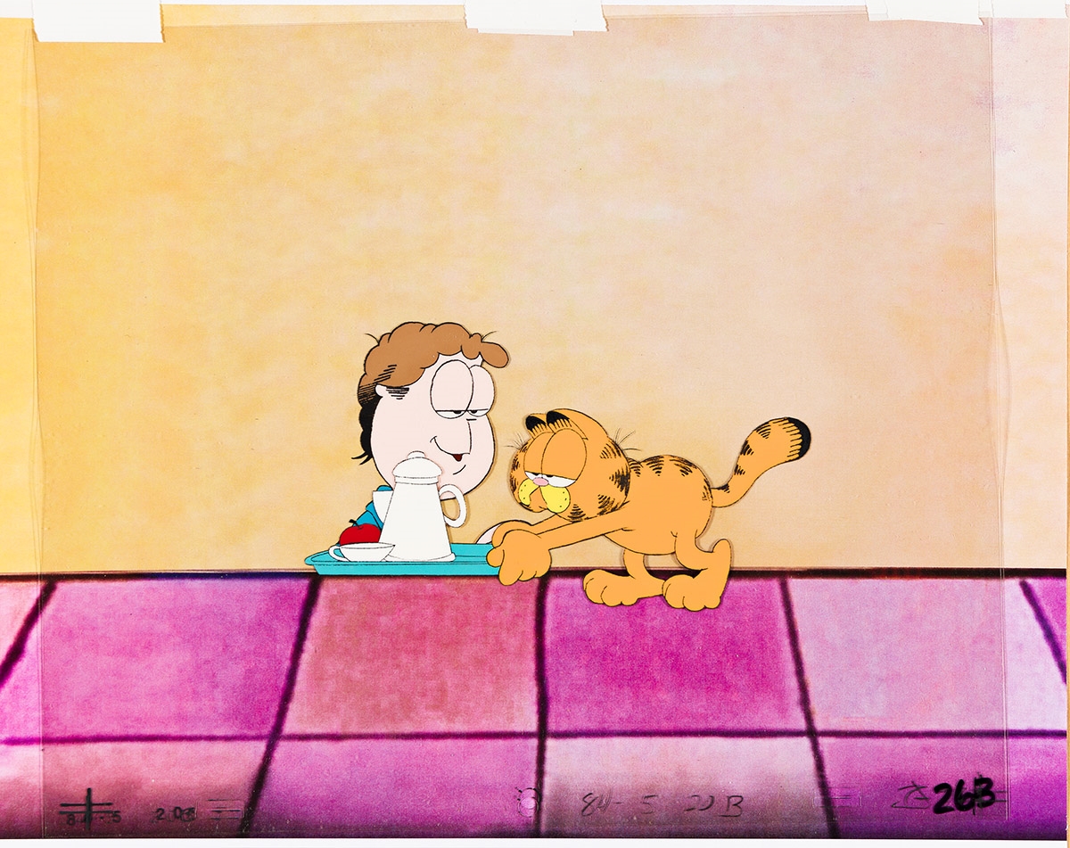 Jim Davis | Garfield and Jon Animation Cel Setup 1985 (1985) | MutualArt