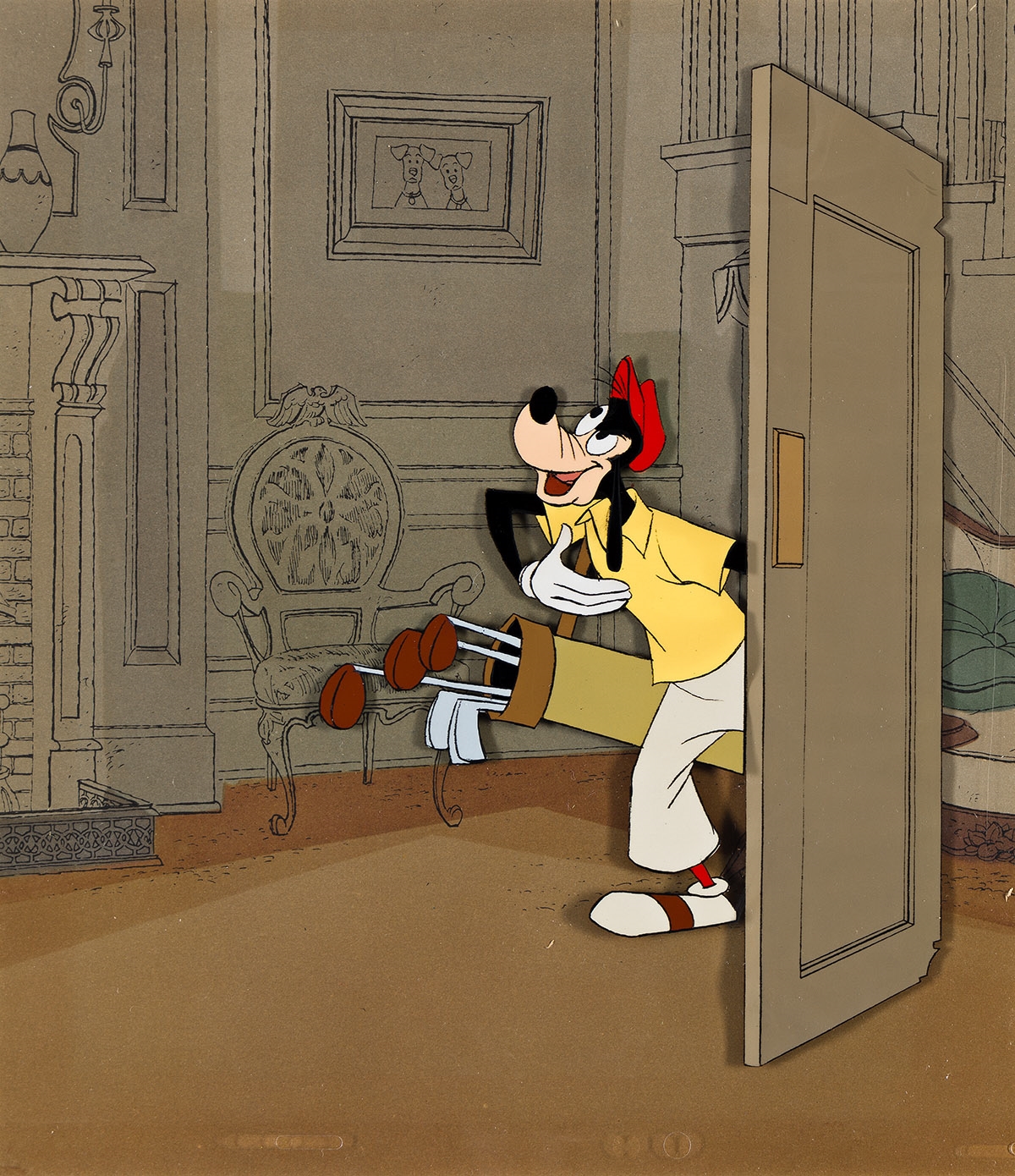 Walt Disney Studios | Goofy in Golf Attire Art Corner Animation Cel ...