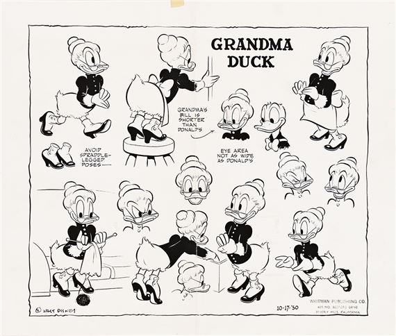 Walt Disney Studios | Grandma Duck comic model sheet (1950) | MutualArt