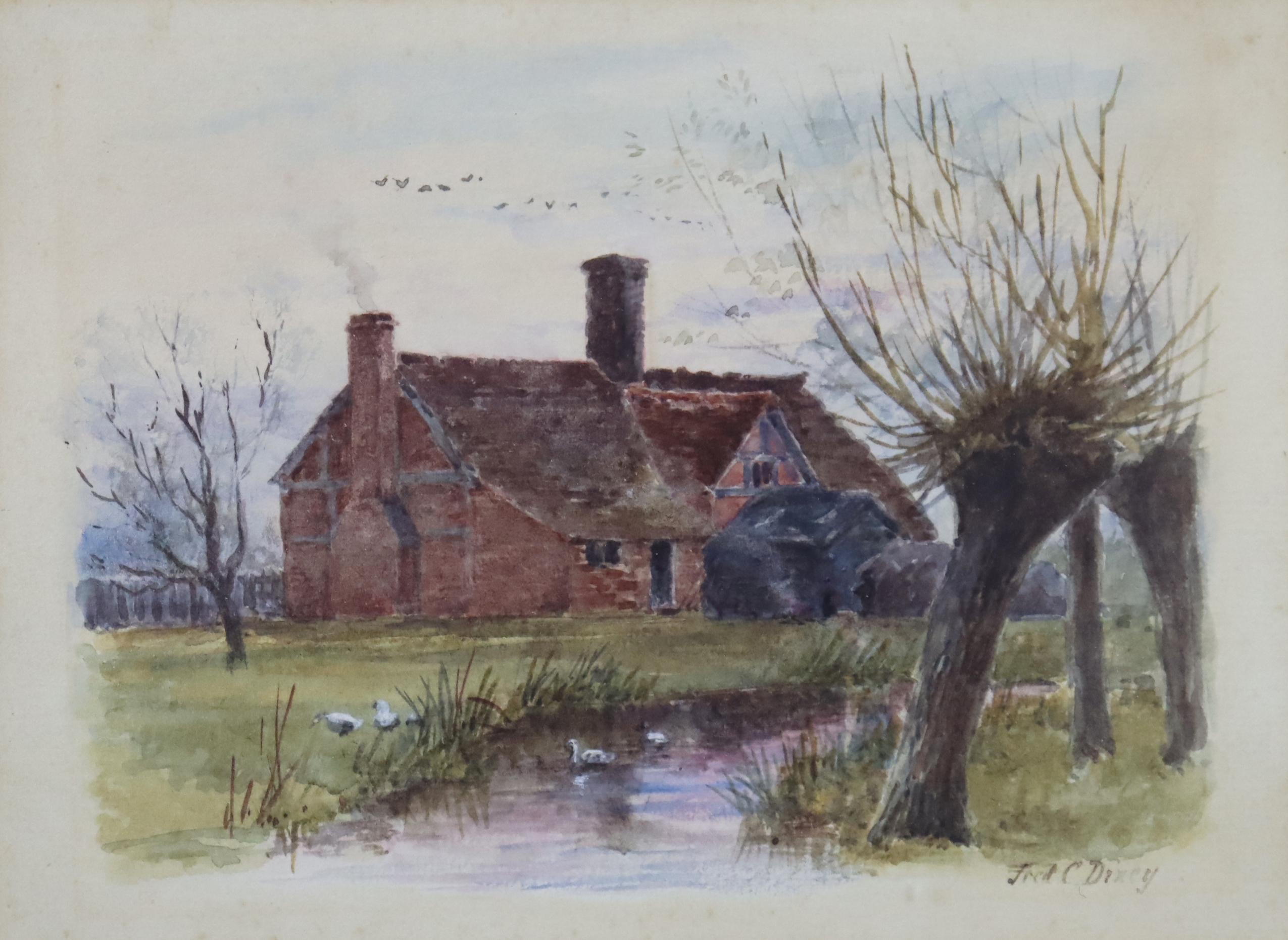 Frederick Charles Dixey | A cottage with duckpond to the fore | MutualArt