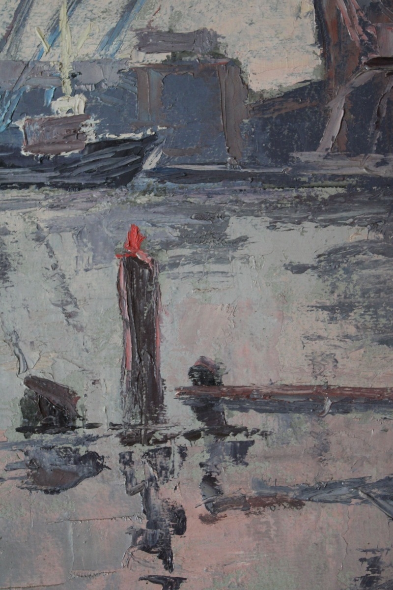 Laimonis Bubieris | Port of Ventspils, 1963, cardboard/oil, 52x70 cm ...