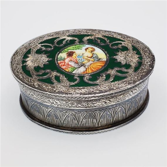 Sterling | Vintage 925 Sterling Silver Hand Painted Box | MutualArt