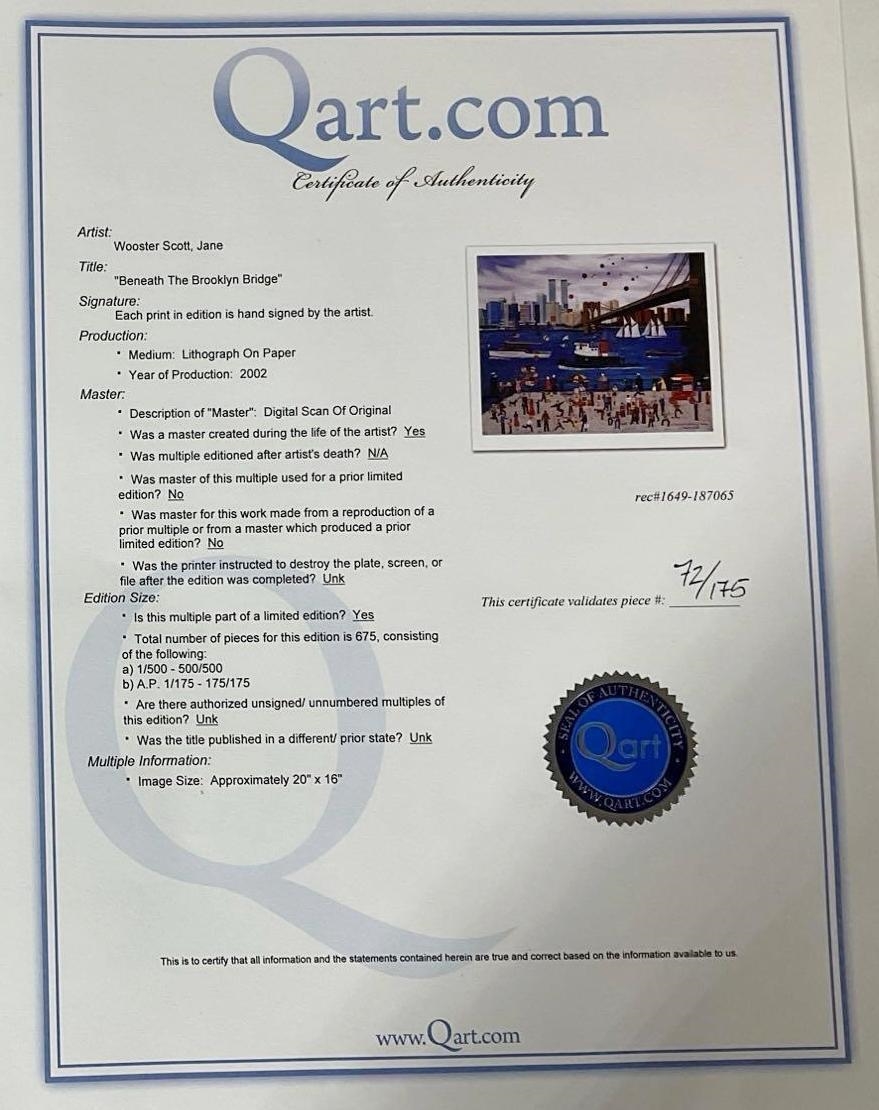 Jane Wooster Scott | Certificate of Authenticity | MutualArt