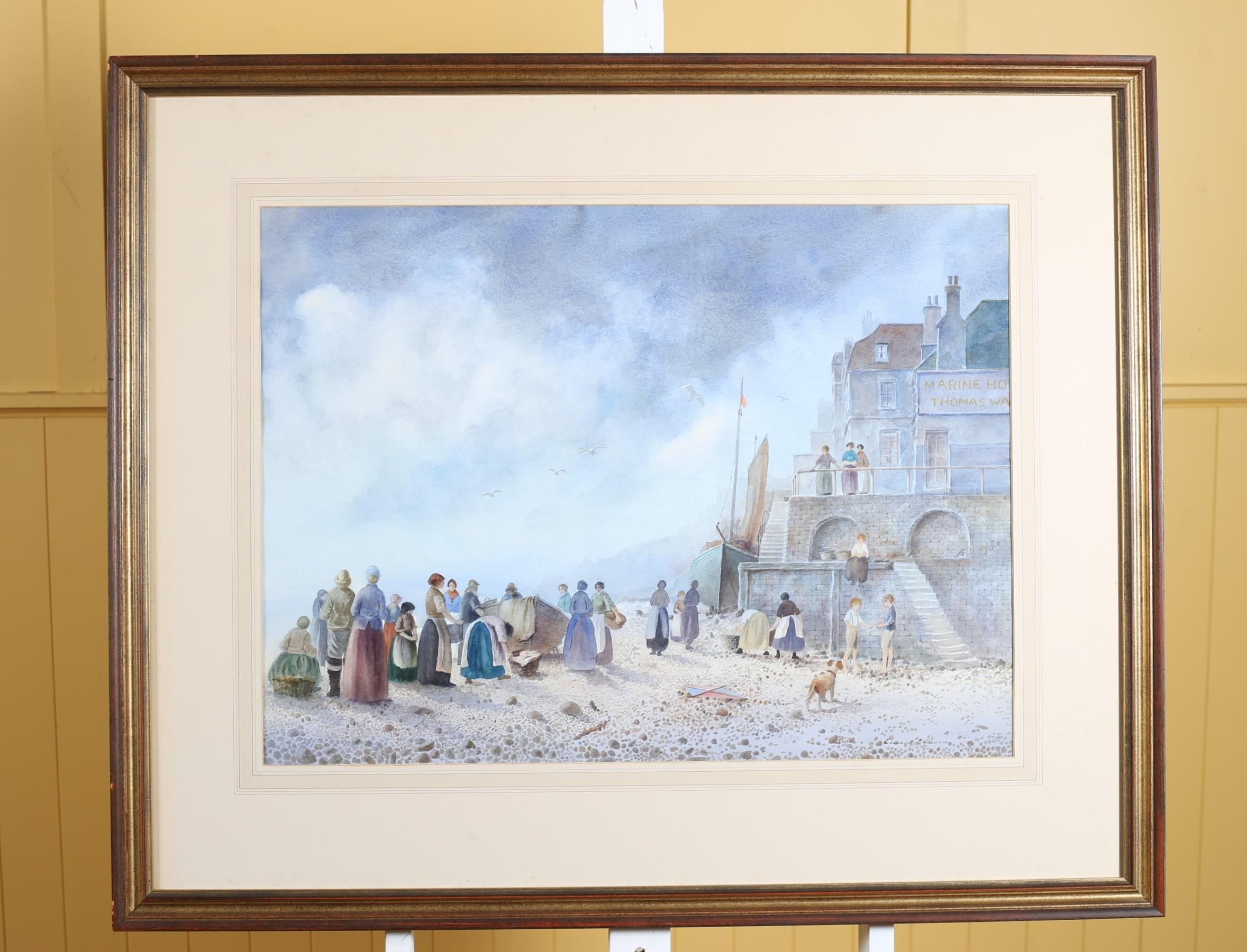 Edward Emerson | EDWARD EMERSON Harbour Scene with Figures and Sailing ...