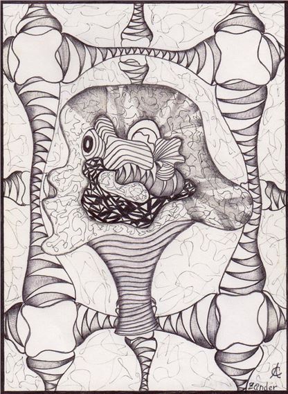 Alexander Constantine | Alexander Constantine Ink Drawing Self-Portrait ...