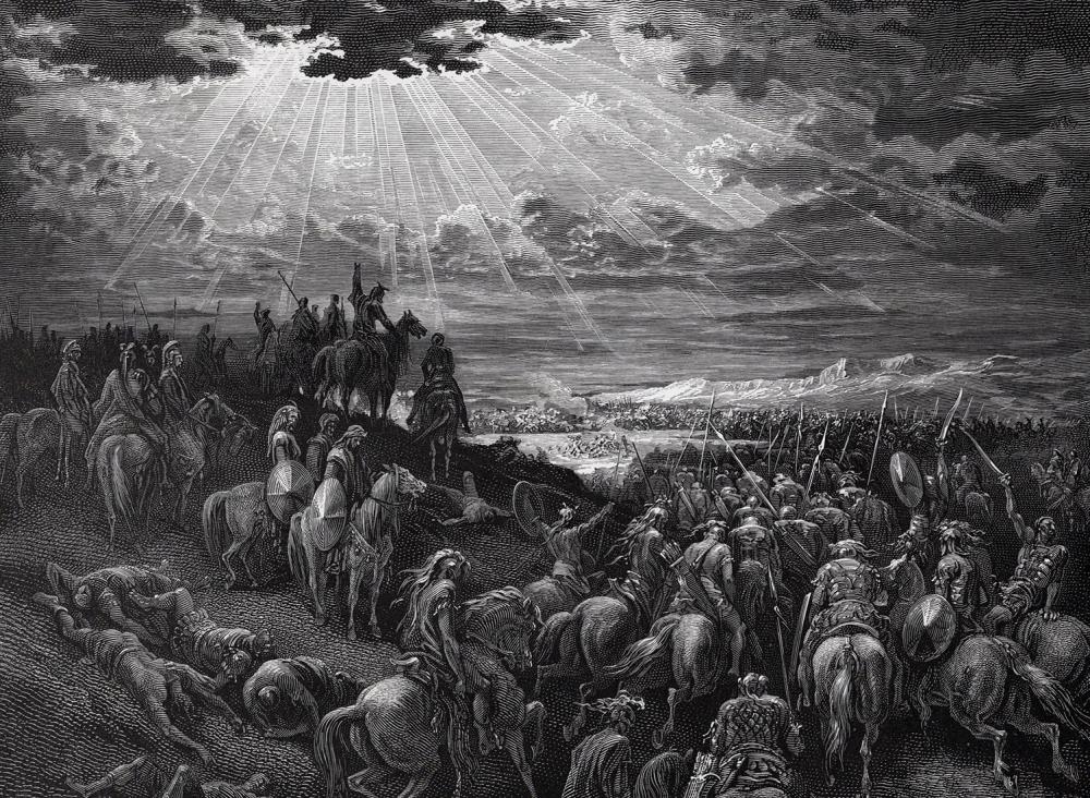 Gustave Doré | 1800s Gustave DORE Biblical Wood Engraving JOSHUA STOPS ...