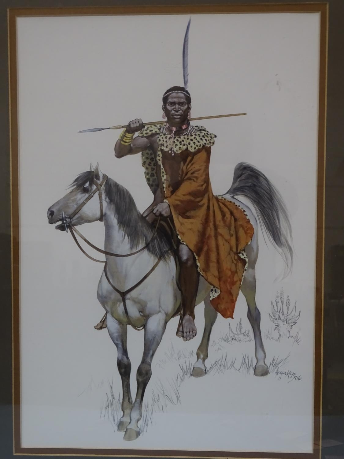 Angus McBride | AFRICAN WARRIOR ON HORSEBACK | MutualArt