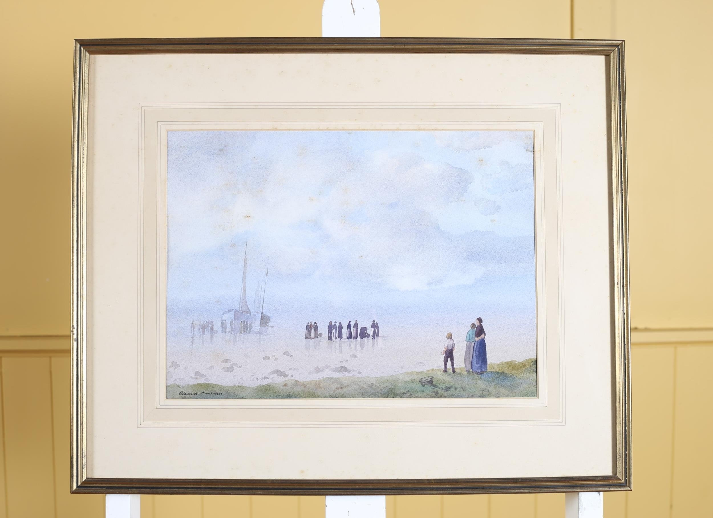 Edward Emerson | EDWARD EMERSON Seashore with Figures and Sailing Boats ...