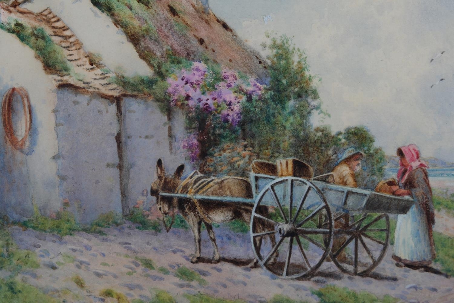 John Abernethy Lynas Gray | Figures beside a donkey cart and cottage ...