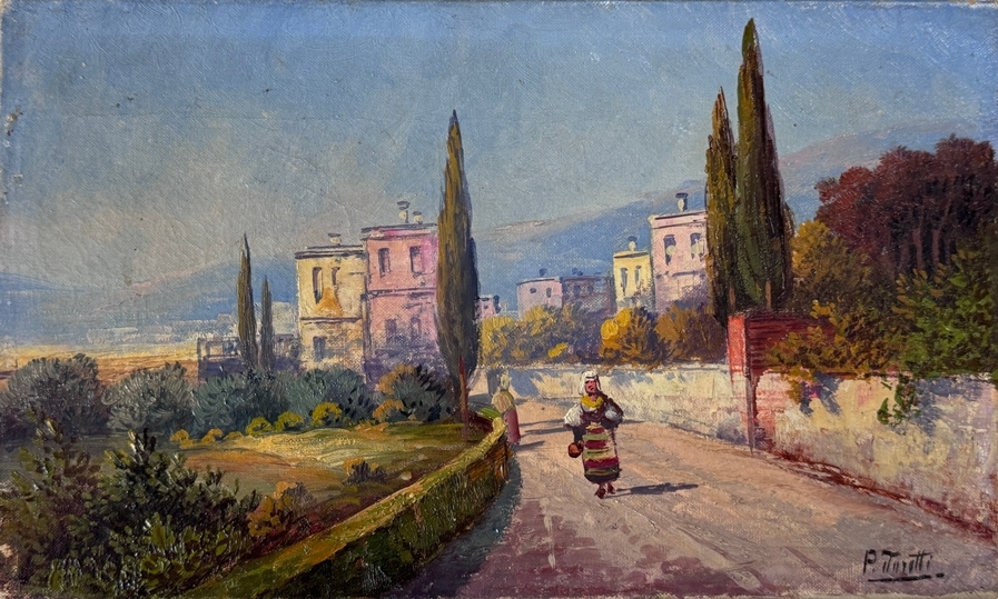 Pietro Toretti | Italian Street Scene with Maid (1888) | MutualArt