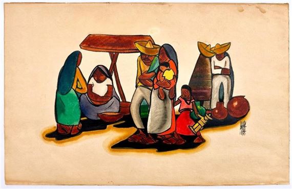 Leo Politi | Genre Scene of Women with Children (1935) | MutualArt