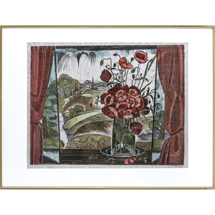 Marlene Reidel | Mohnblumenstrauß vor einem Fenster | MutualArt