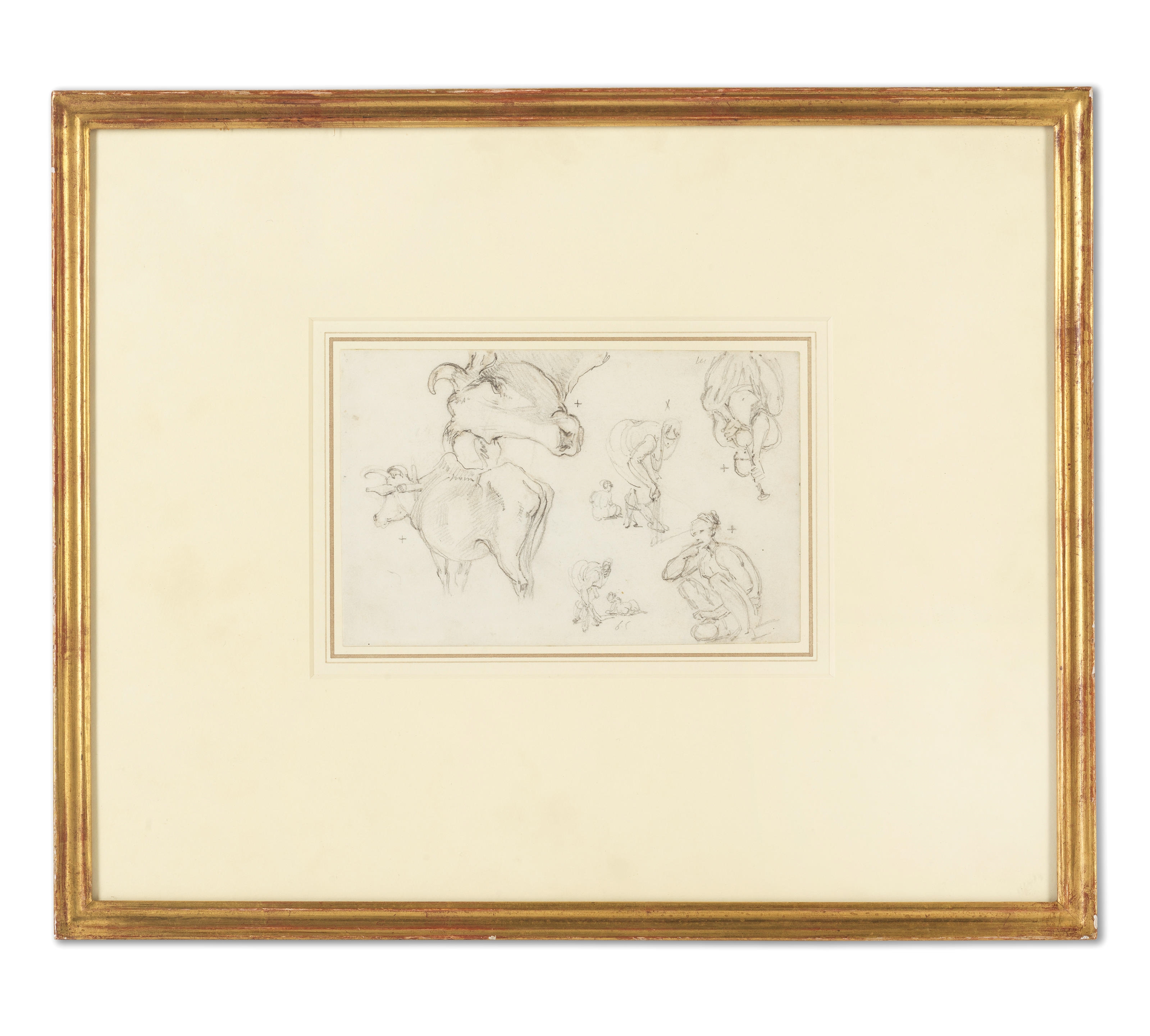 George Chinnery | Studies of Indian figures and cattle | MutualArt