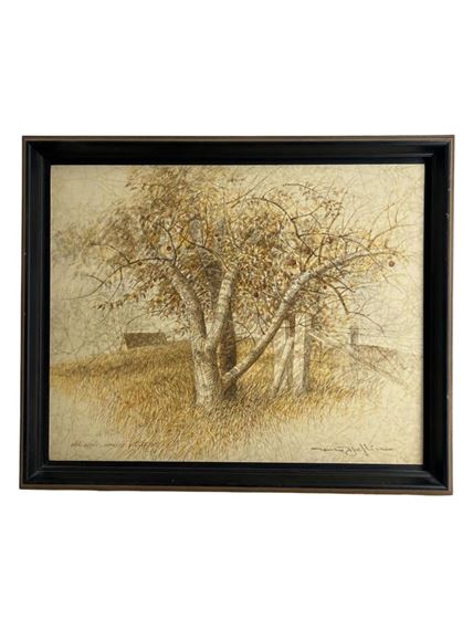 Tom Heflin | Signed Tom Heflin Apple Tree Mixed Media | MutualArt