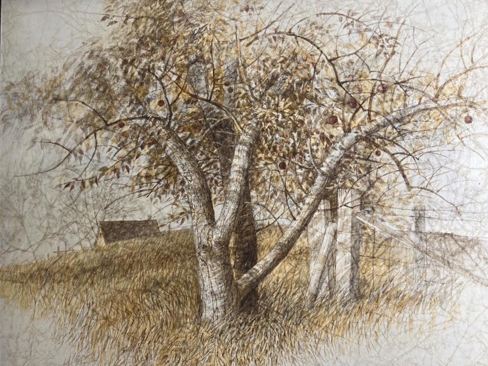 Tom Heflin | Signed Tom Heflin Apple Tree Mixed Media | MutualArt