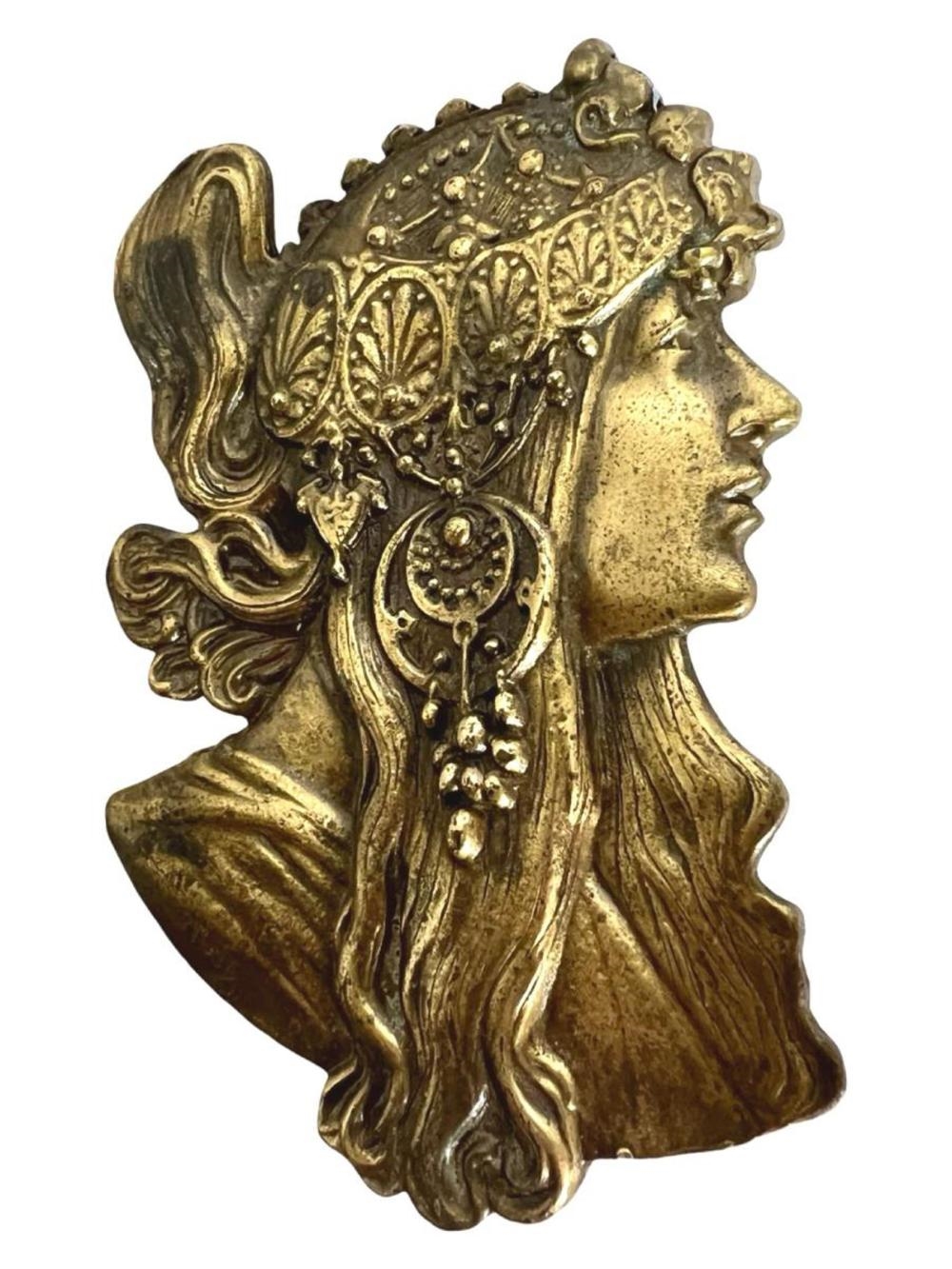 Alphonse Mucha | Antique Alphonse Mucha Bronze Buckle | MutualArt