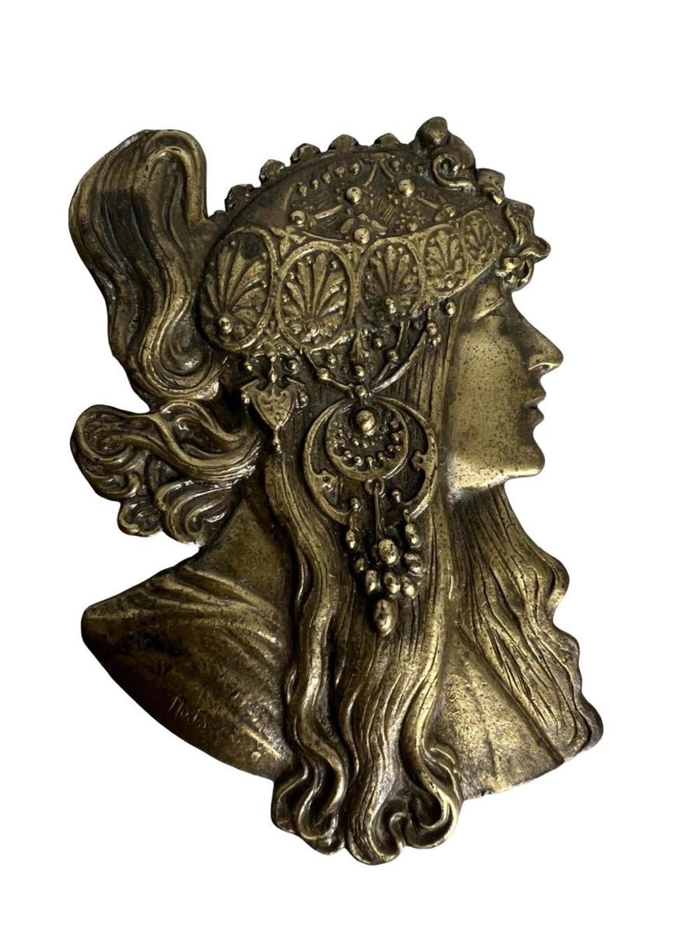 Alphonse Mucha | Antique Alphonse Mucha Bronze Buckle | MutualArt