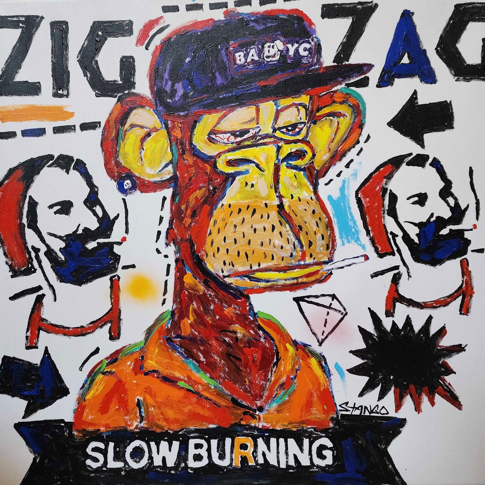 John Stango | JOHN STANGO Large Vintage Street Art Painting Smoking ...