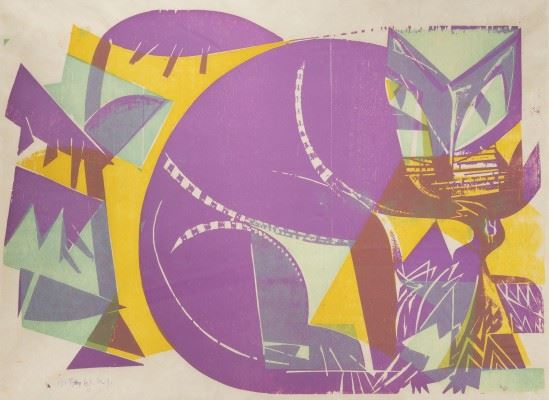 HAP Grieshaber | CAT AND BIRD (1909) | MutualArt