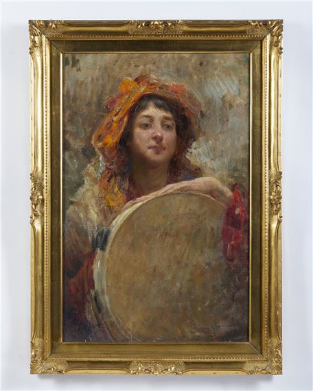 Salvatore Postiglione | Portrait of a commoner woman with tambourine ...