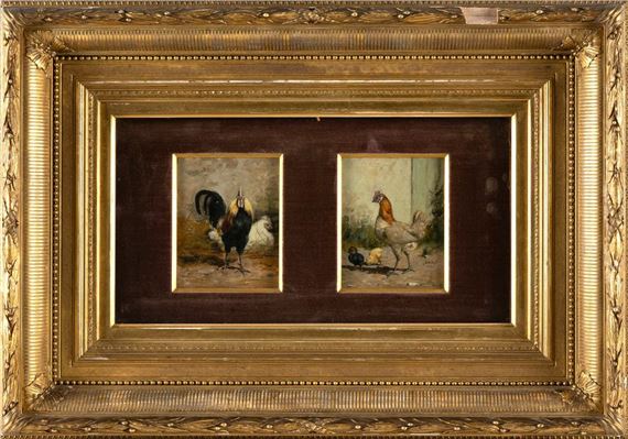 William Baptiste Baird | Pair of rooster portraits (1895) | MutualArt
