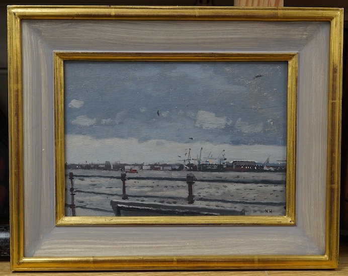 Ken Howard | Ken Howard (1932-2022), oil on board, Harbour scene with ...