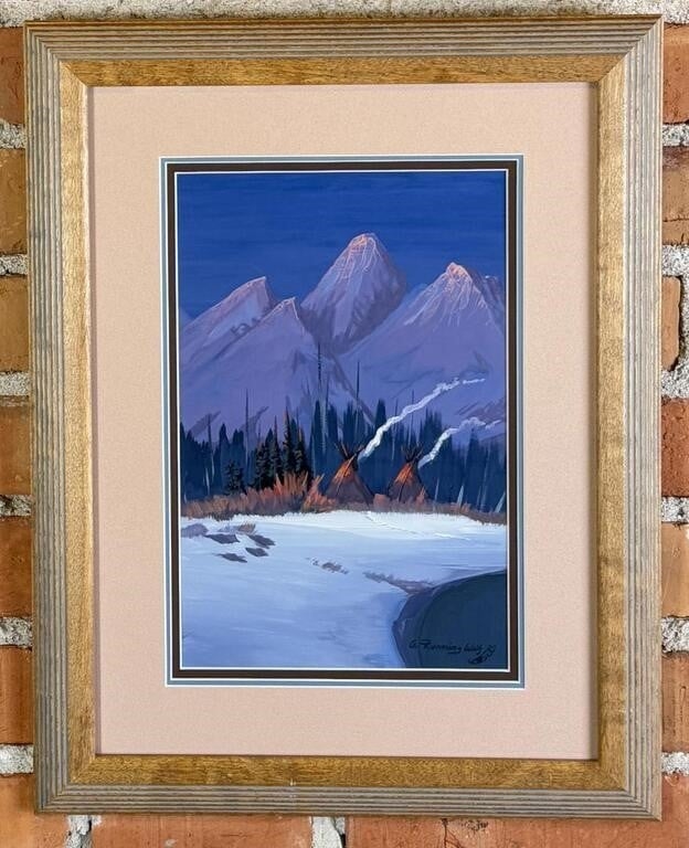 Gale Running Wolf | Gale Wolf Sr Indian Encampment Painting (1986 ...