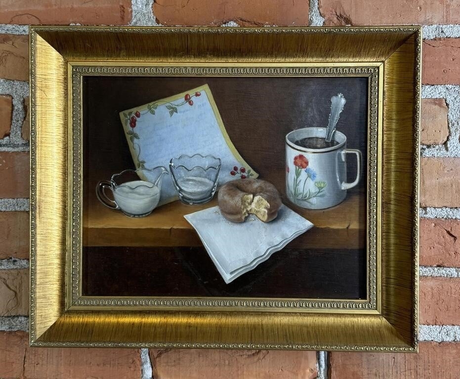 Jean Forney | Jean Forney Still Life Painting of Donut | MutualArt