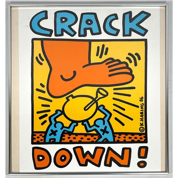 Keith Haring | KEITH HARING offset lithograph poster. CRACK DOWN . Framed (11) | MutualArt