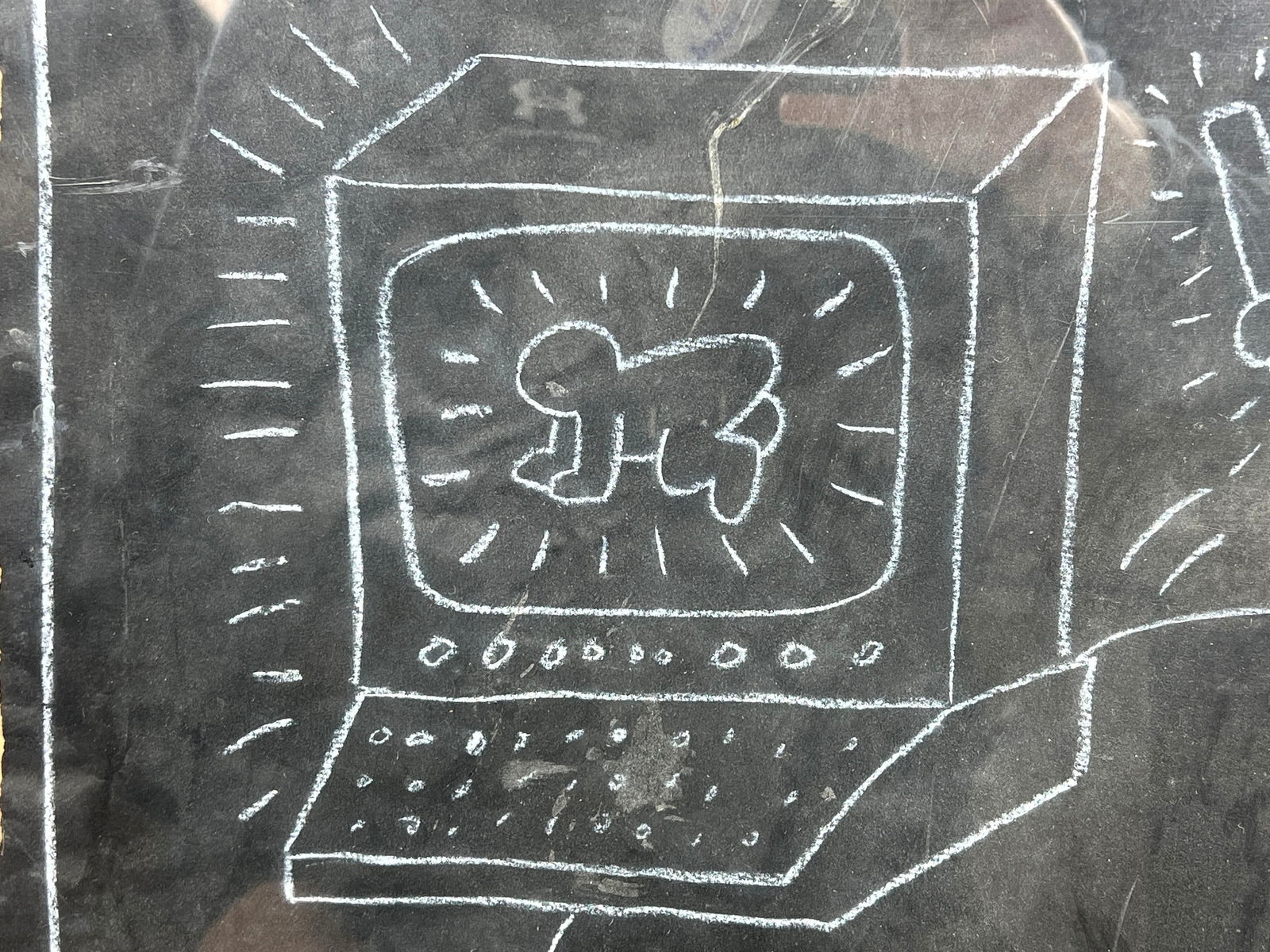 Keith Haring | KEITH HARING style chalk subway drawing. Framed (11 ...