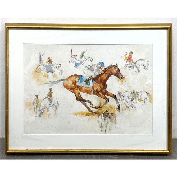 Ralph Scharff | RALPH SCHARFF Signed Watercolor Horse Sketches. Study ...