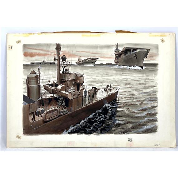 Franklin Mint | EDWARD VEBELL Warships painting on Art Board. From the ...