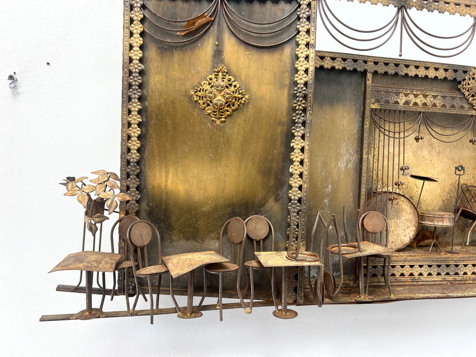 Curtis Jeré | C Jere wall sculpture of Jazz Dinner scene. Mixed Metals ...