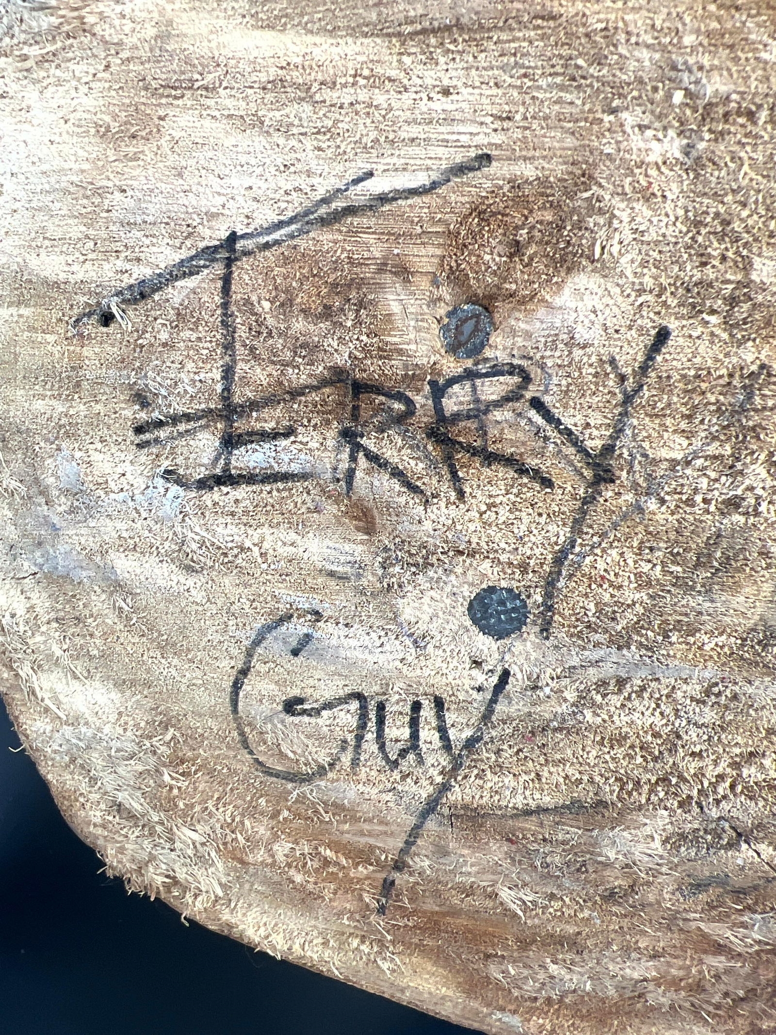 Jerry Guy | Signed JERRY GUY Painted Carved Wood Totem. Pedestal not ...