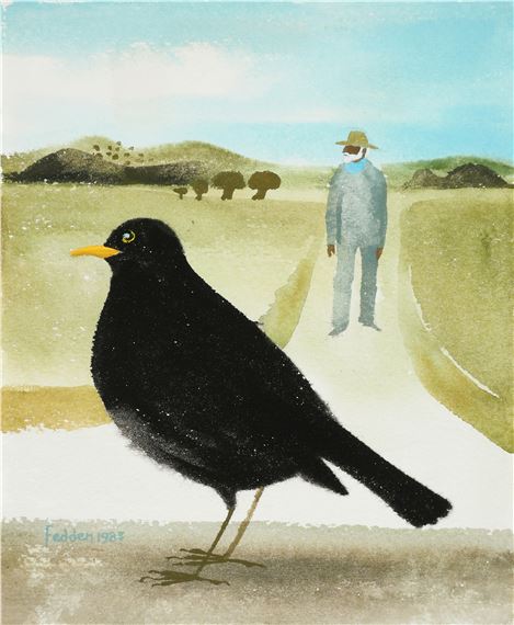 Mary Fedden | Julian Trevelyan and a blackbird (1983) | MutualArt