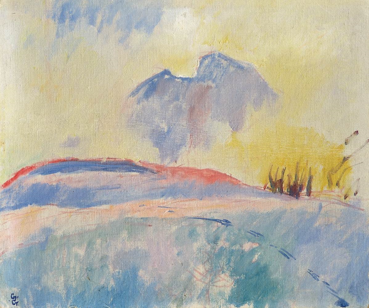 Giovanni Giacometti | Winter landscape with sunlight breaking through ...