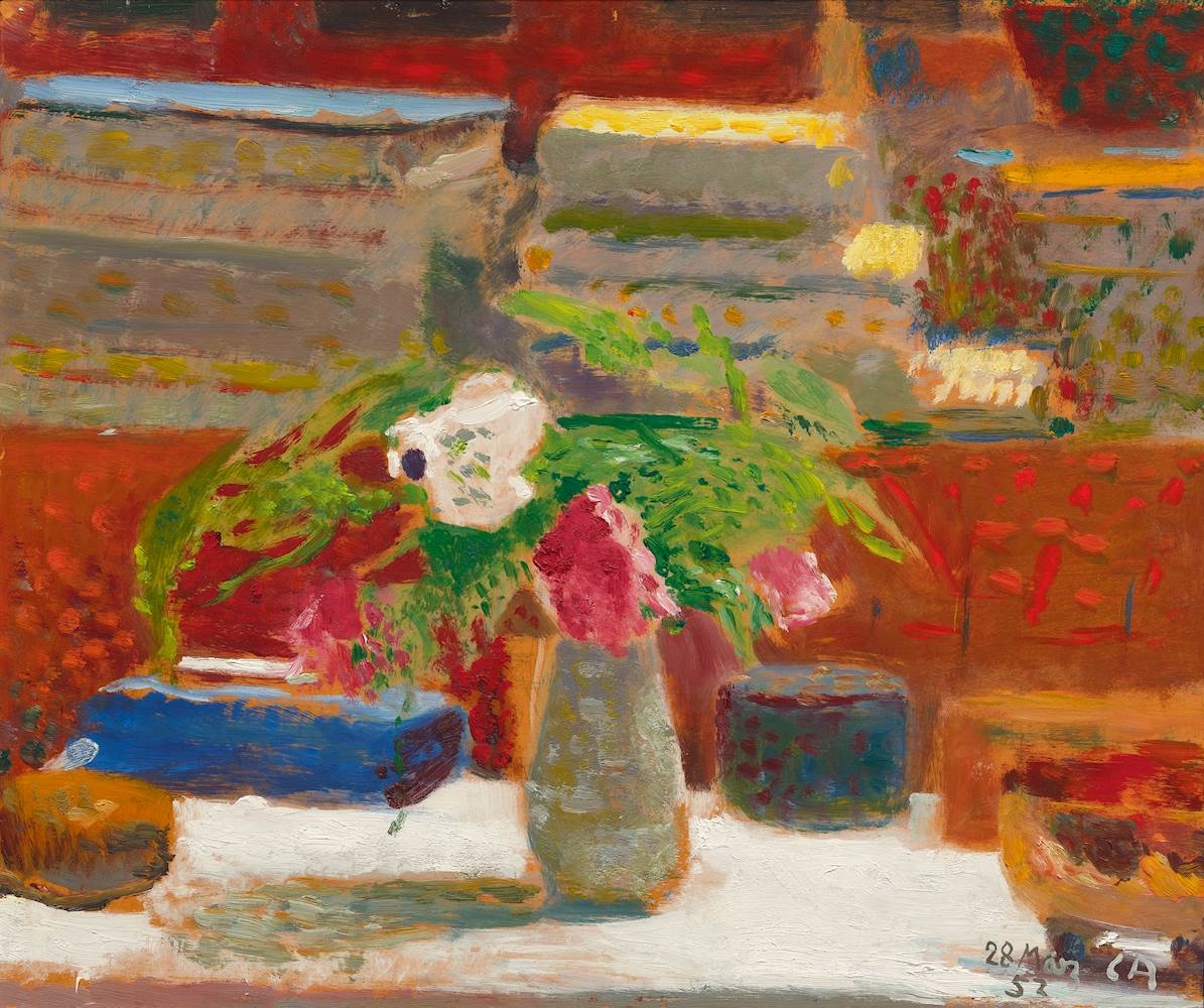 Cuno Amiet | Still life of flowers in the studio (1953) | MutualArt