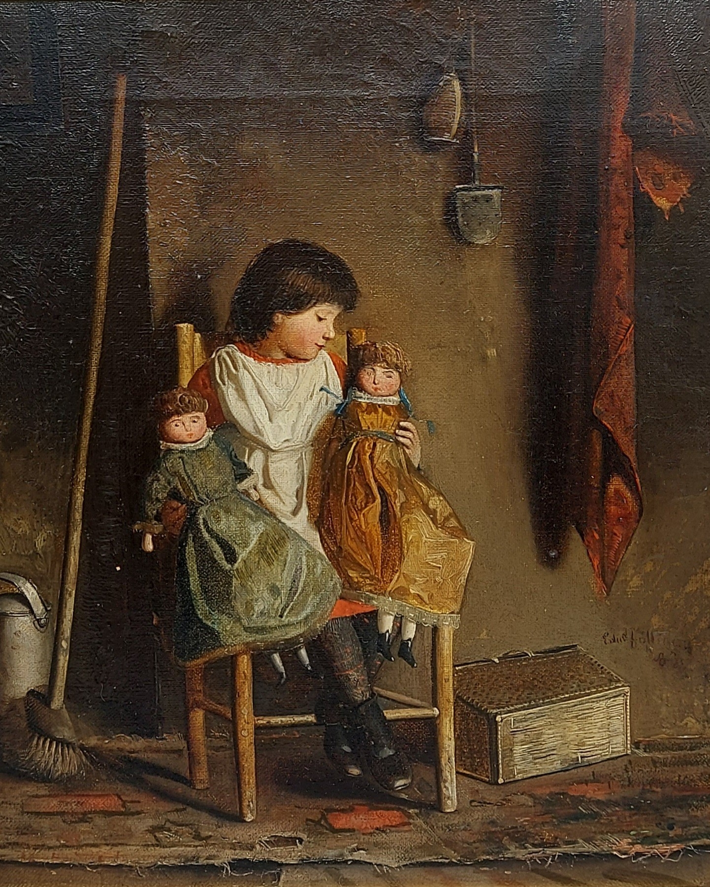 Edward Holliday | Seated Girl with Dolls | MutualArt