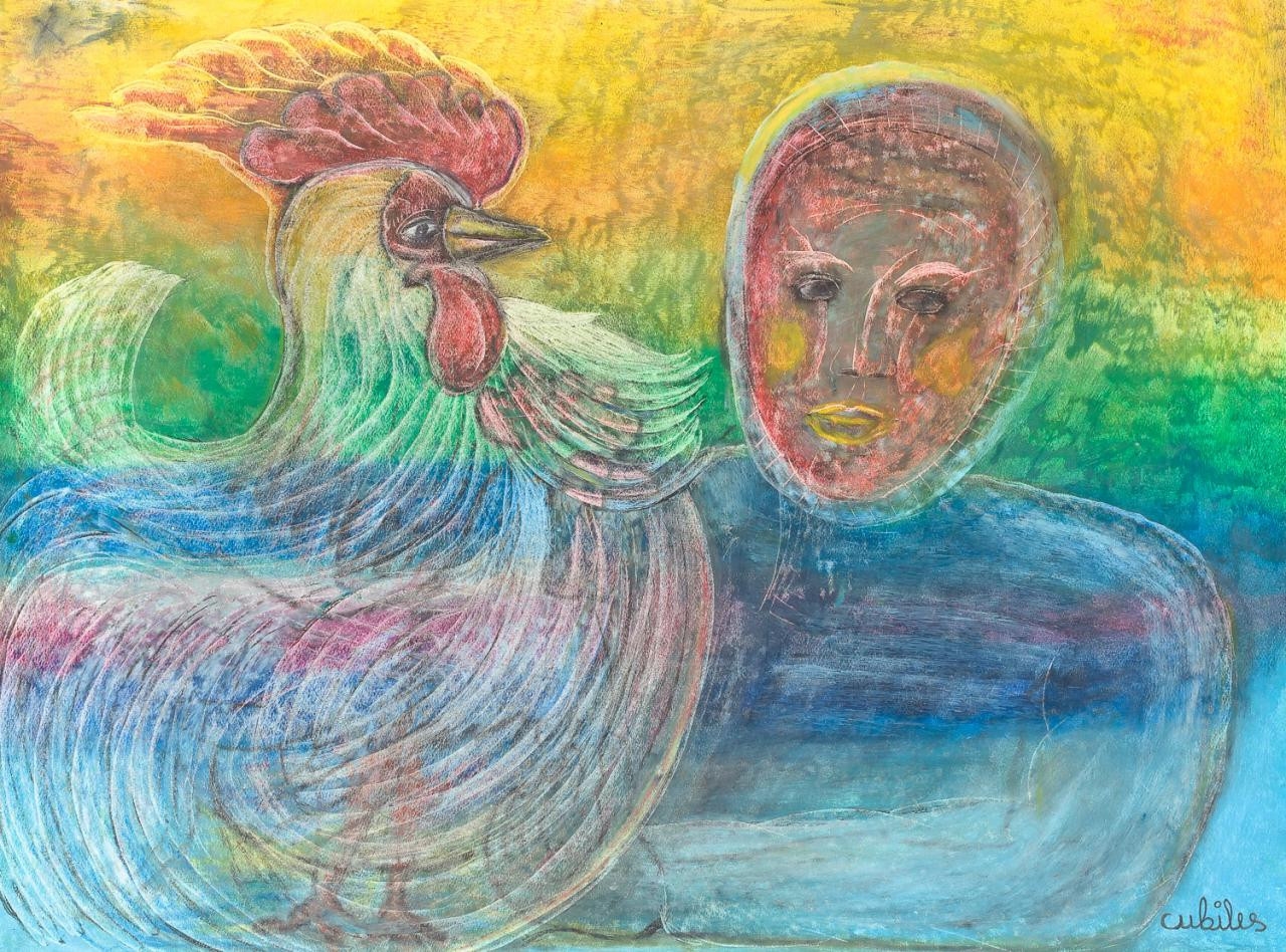 Miguel Cubiles | Figura con gallo | MutualArt
