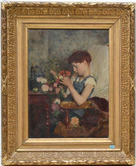 Edouard John Ravel | Sitzender Knabe mit Feldblumenstrauss (1883 ...