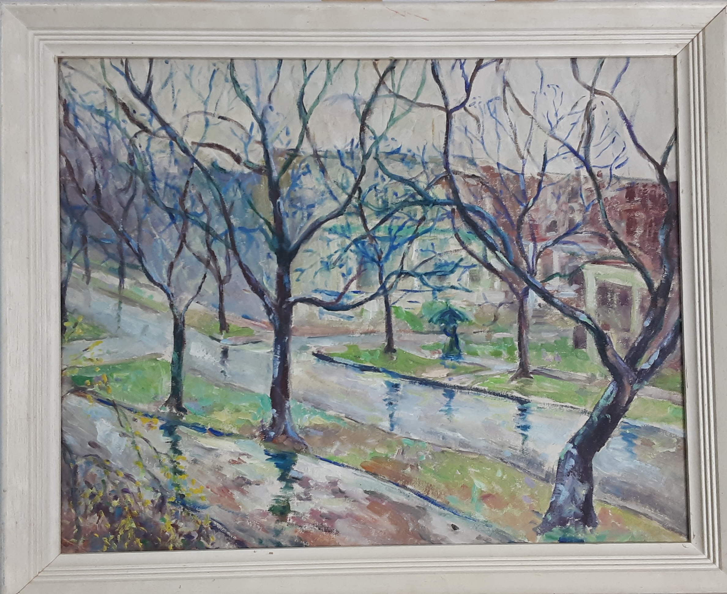 British School, 20th Century | TREE LINED STREET IN WINTER | MutualArt