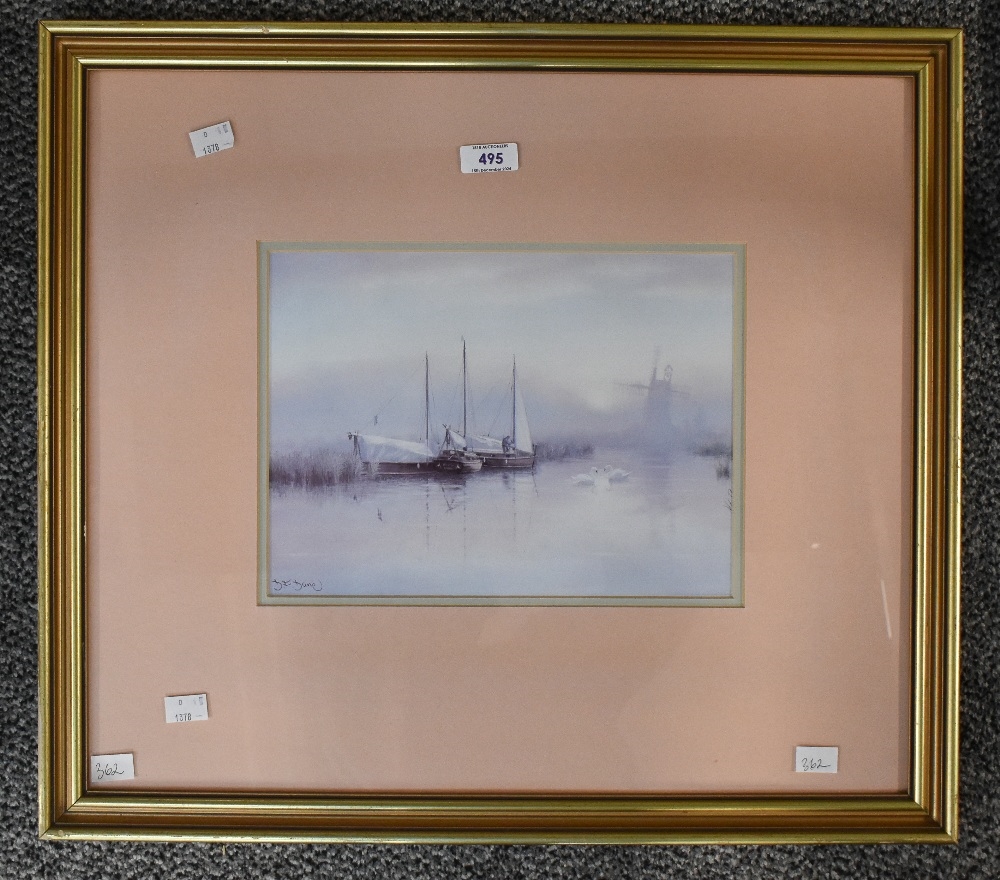 David F. Dane | Norfolk Broads scene with boats and | MutualArt