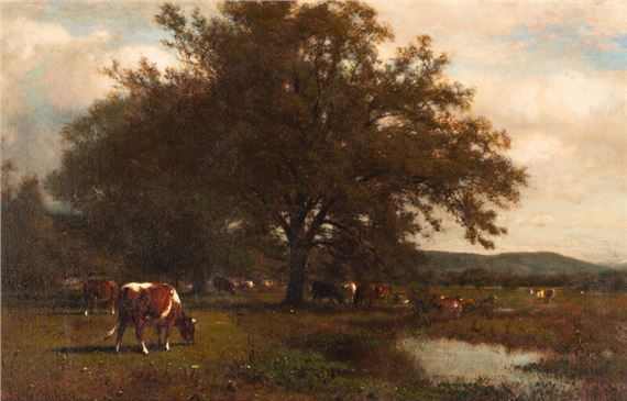 James McDougal Hart | Cattle Grazing by a Pond | MutualArt