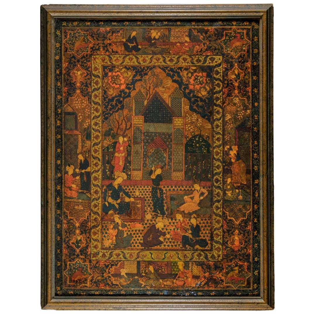 Haj Mirza Aqa Imami | A LARGE LACQUER PANEL SIGNED BY MIRZA AQA EMAMI ...